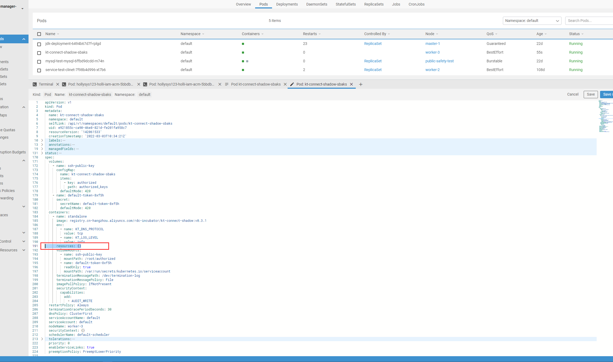 When in k8s the cluster is a non-default namespace and the pod lacks the definition of quota the ...