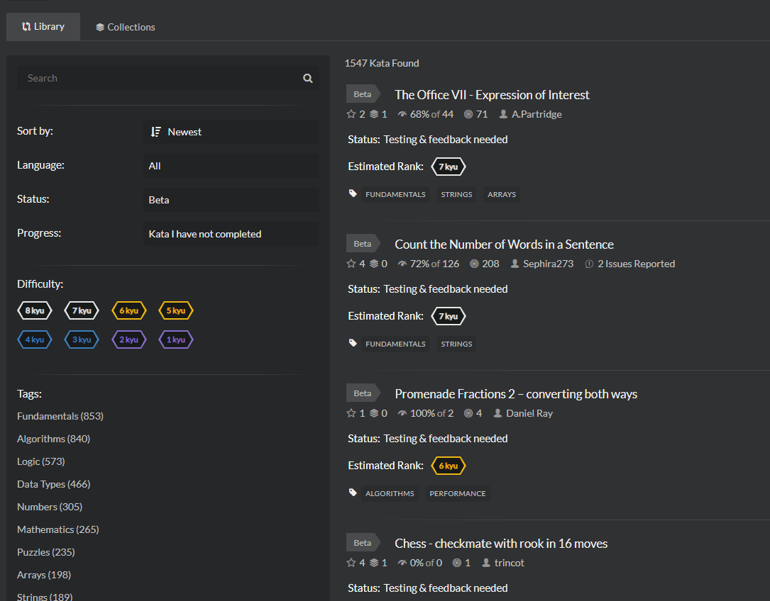 Sort By Hardest Not Works · Issue 1773 · Codewars · Github 
