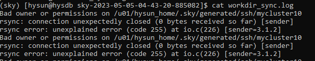 Syncing workdir ERROR: Failed to rsync up: . -> ~/sky_workdir. Ensure that the network is stable ...