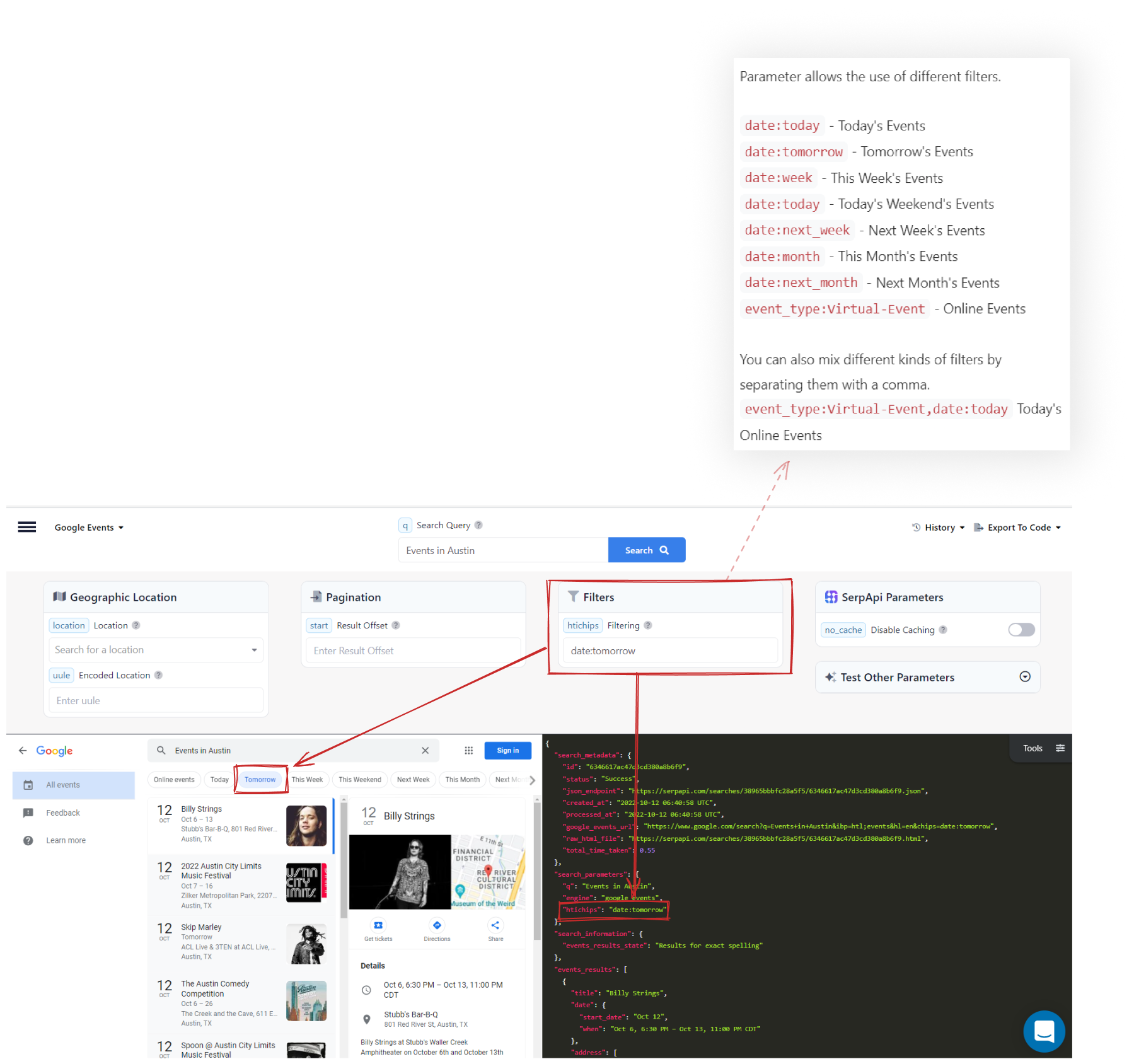 [Google Events API] Allow users to filter results by the time of events using `htichips ...