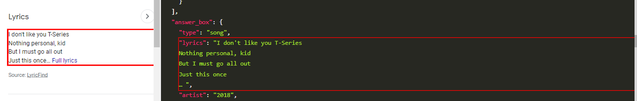 [Google Search API] `knowledge_graph` Lyrics text treated as hash key ...