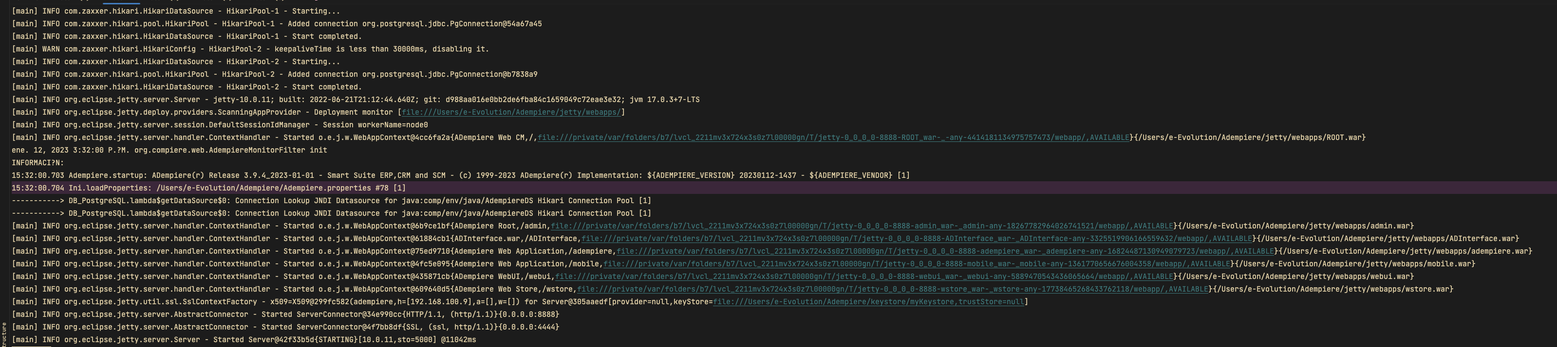 [Bug Report] Error to try load the PropertyFile in Server Mode, when Server is start Adempiere ...