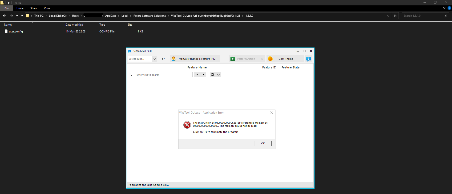 [FIXED] App crashes without Internet Connectivity · Issue #4 · PeterStrick/ViVeTool-GUI · GitHub