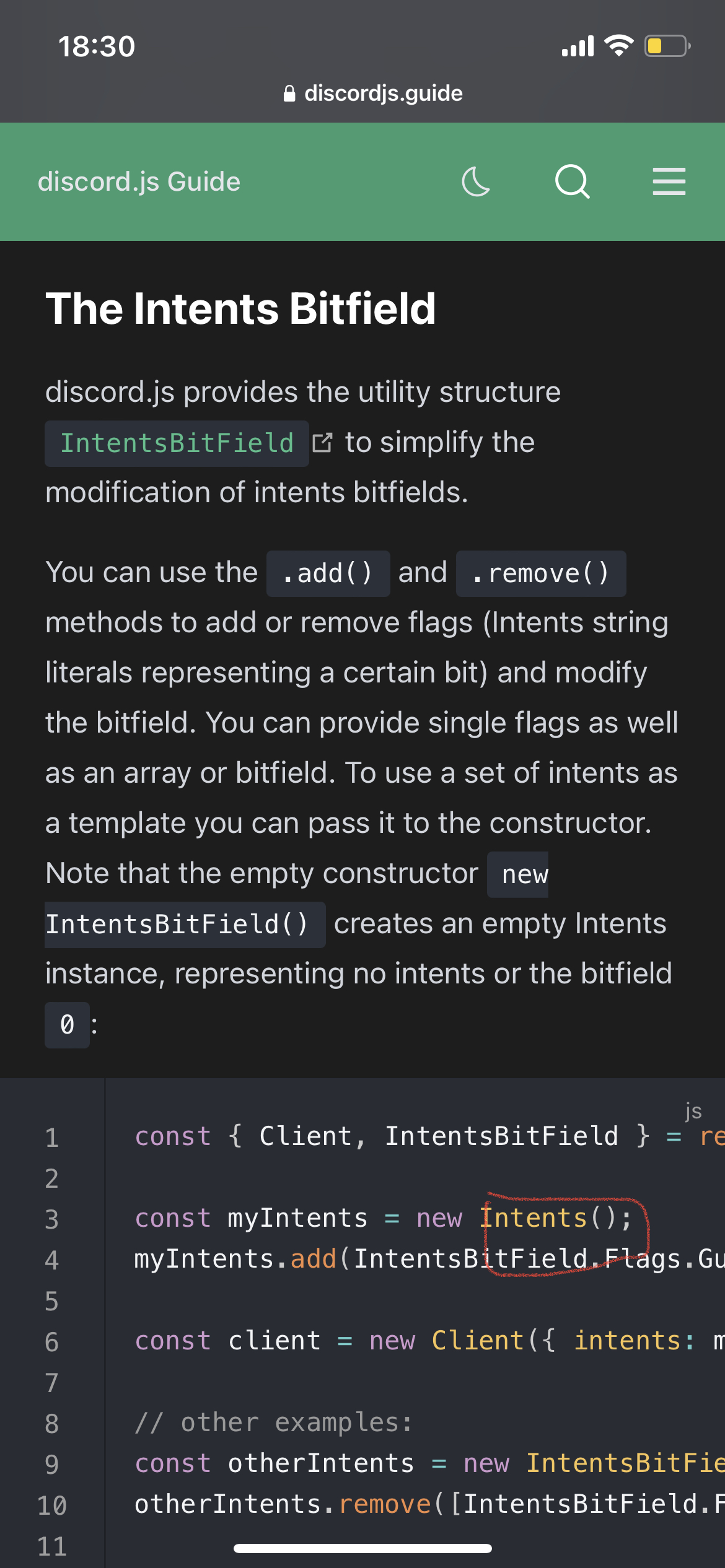 Typo In Popular Topic Gateway Intents The Intents Bitfield · Issue 1206 · Discordjs