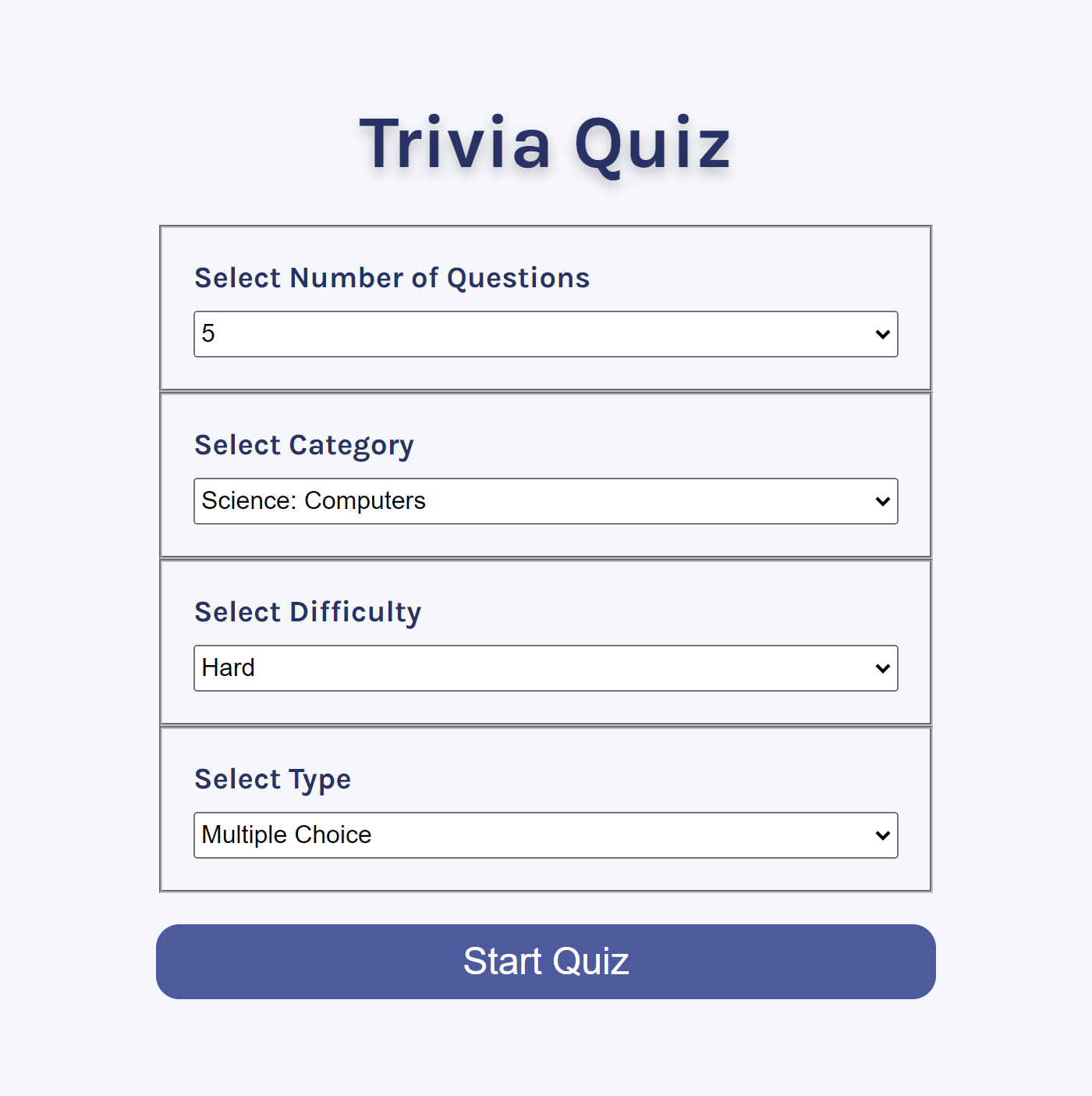 GitHub - ChaymaeBenayad/Trivia-Quiz: Trivia Quiz is a responsive web application that can access ...