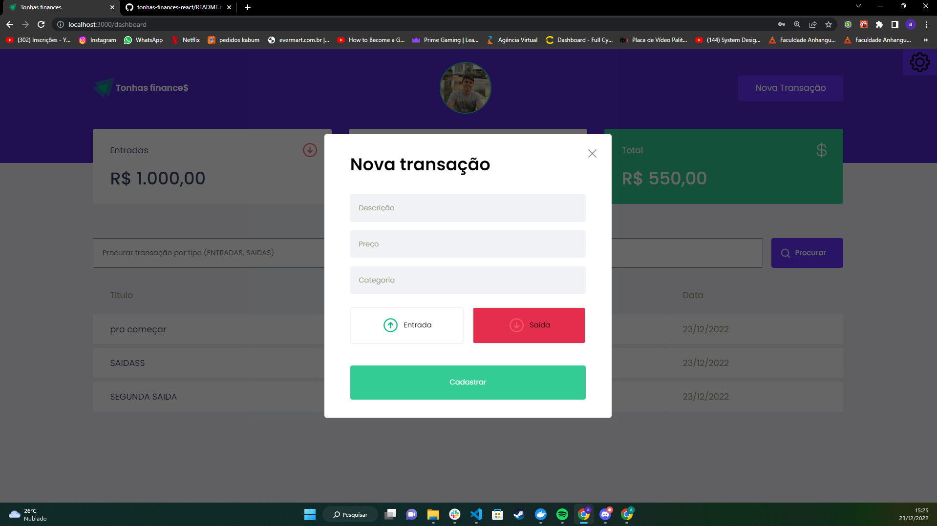 GitHub - antonio-ricardo/tonhas-finances-react