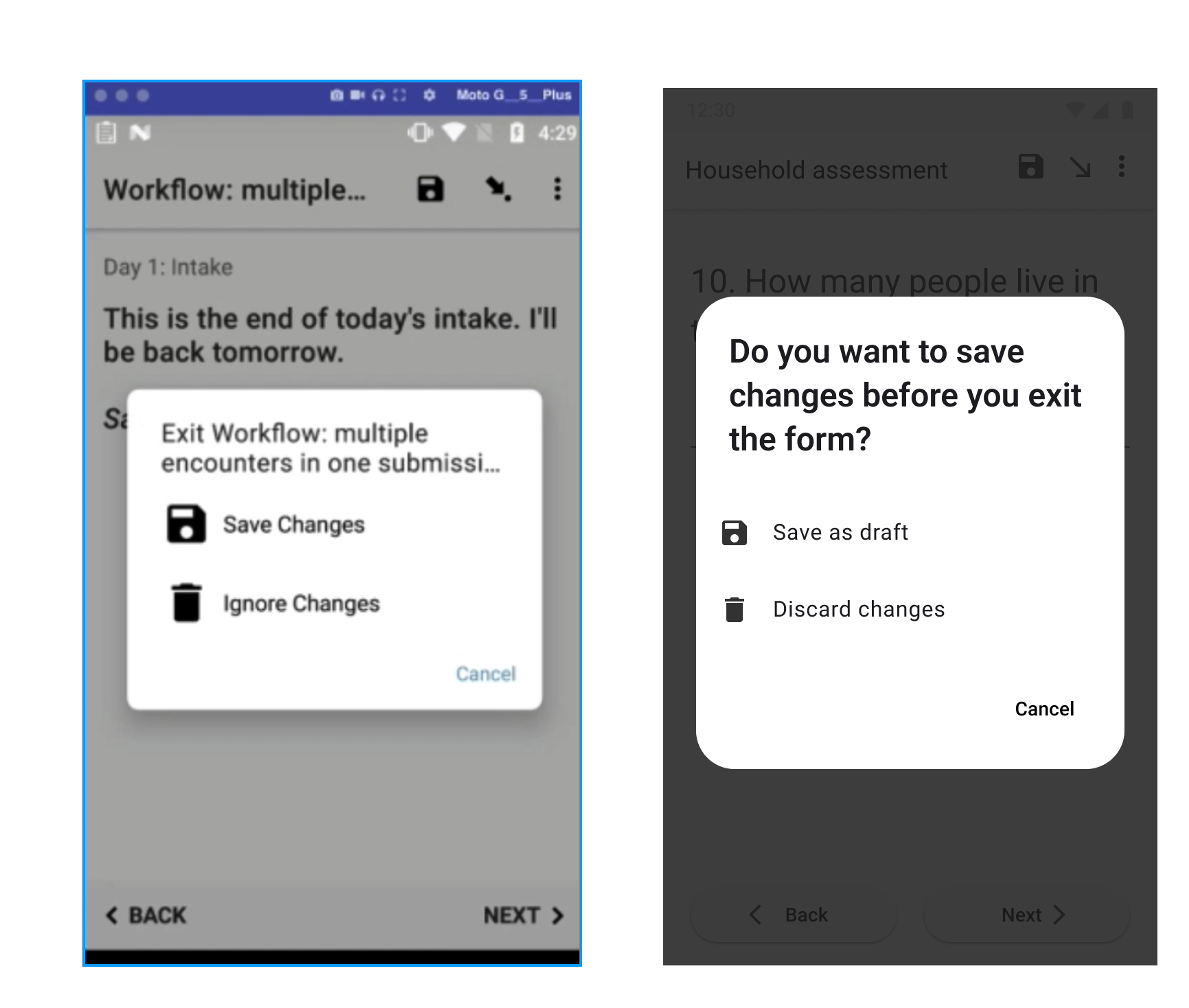 Rework form exit modal to provide last saved date/time and to use new draft language · Issue ...
