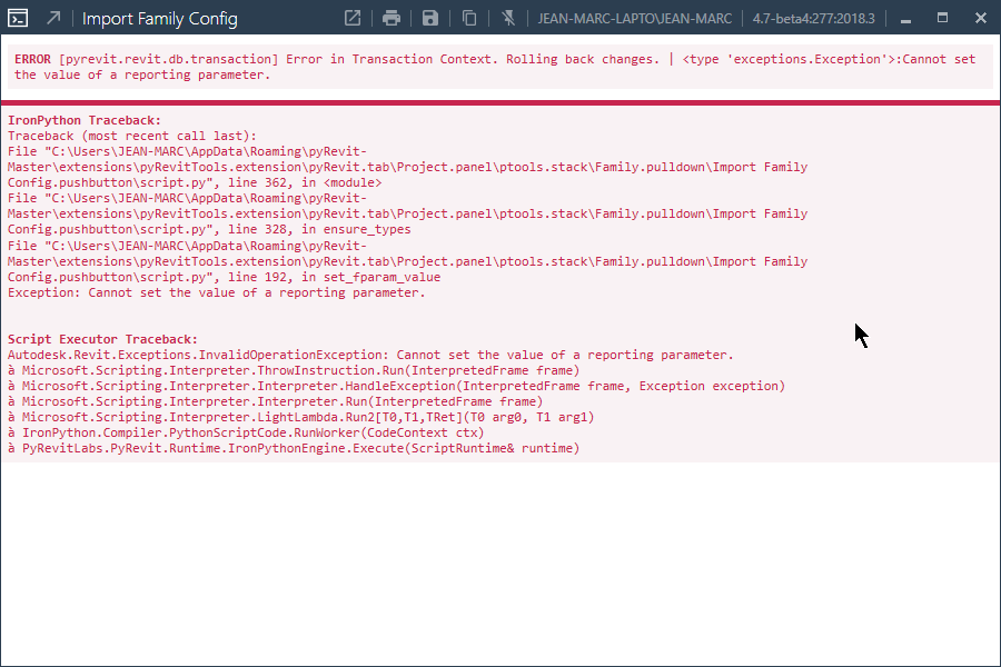 Import Family Config does not tag reporting parameters · Issue #738 · pyrevitlabs/pyRevit · GitHub