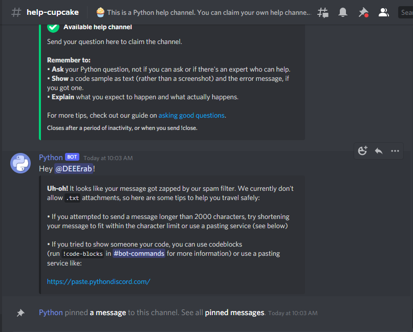 File inside new help channel · Issue #1735 · python-discord/bot · GitHub