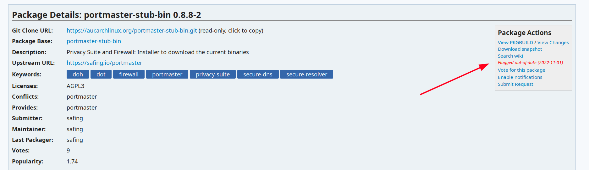 arch aur pakage is outdated · Issue #1063 · safing/portmaster · GitHub