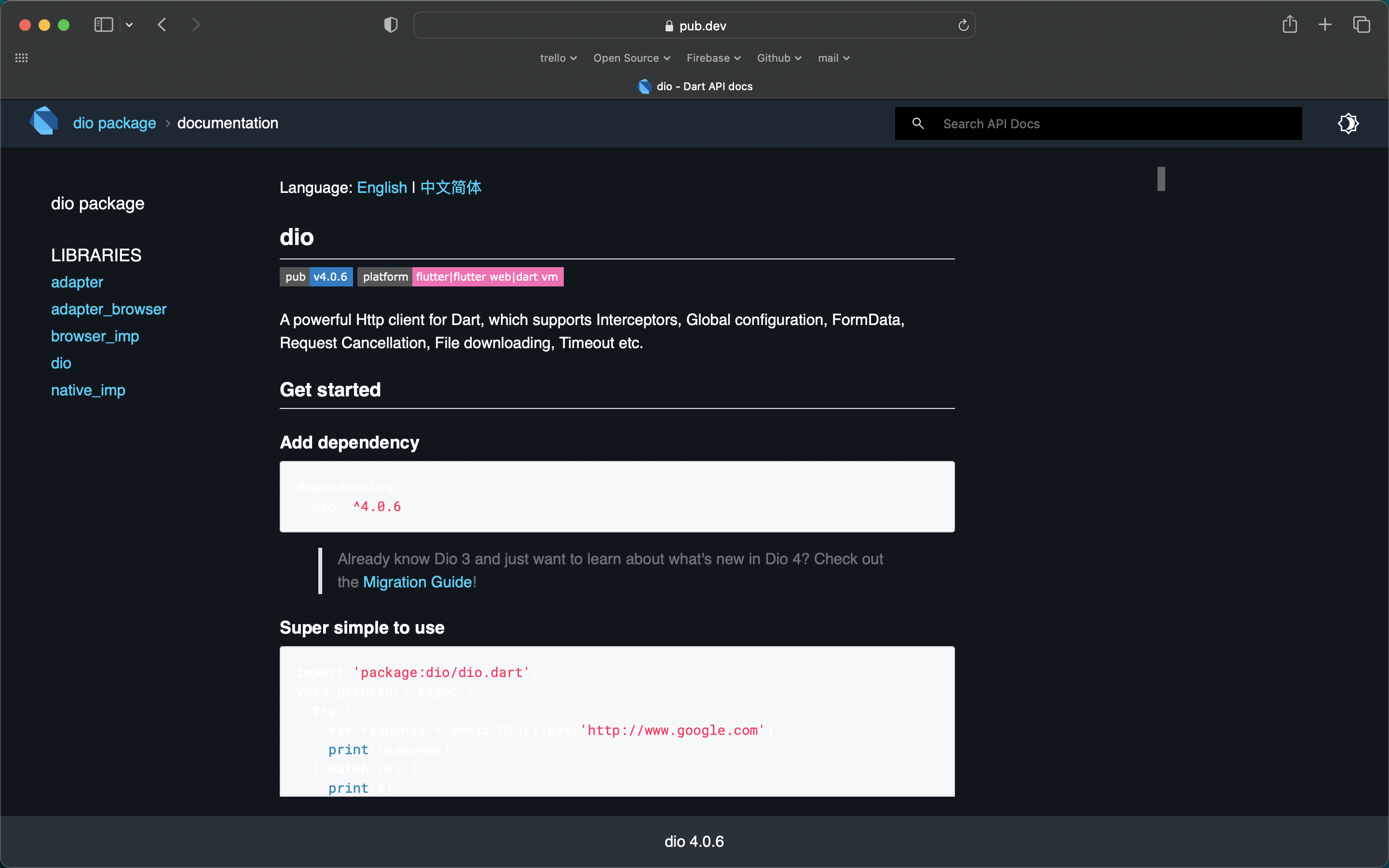 Dark mode readability issue for Dio Api reference. · Issue #1575 · cfug/dio · GitHub