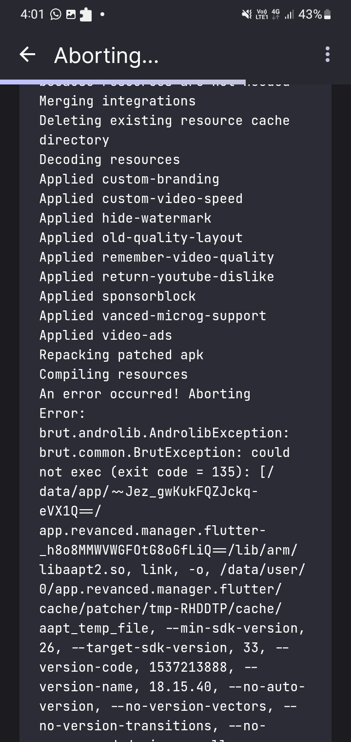bug: exiting error · Issue #823 · ReVanced/revanced-manager · GitHub