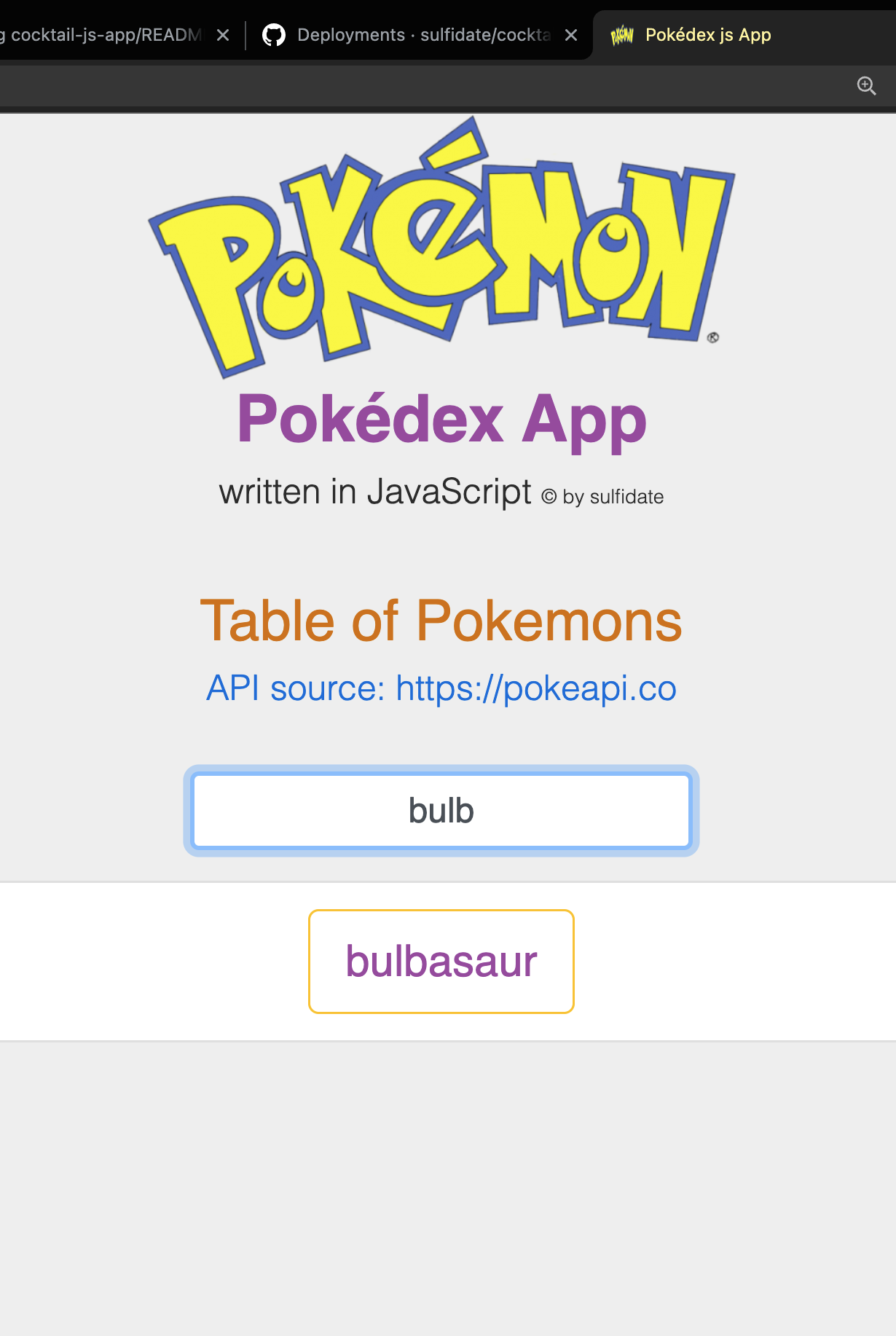 GitHub - sulfidate/pokedex-app: Start 04-05-21 | To build a small web application with HTML, CSS ...