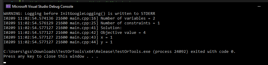 C++ simple example not working · Issue #2385 · google/or-tools · GitHub