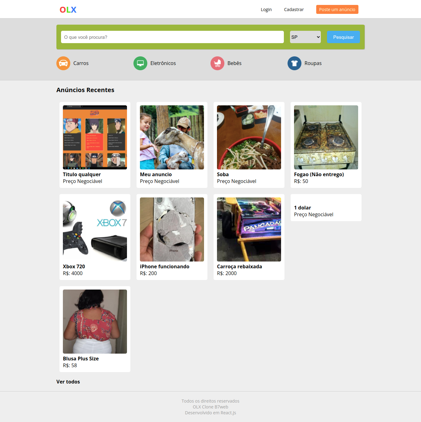 GitHub - Paulo-Pacheco-Junior/olx-clone-react: Projeto OLX Clone desenvolvido em React para ...