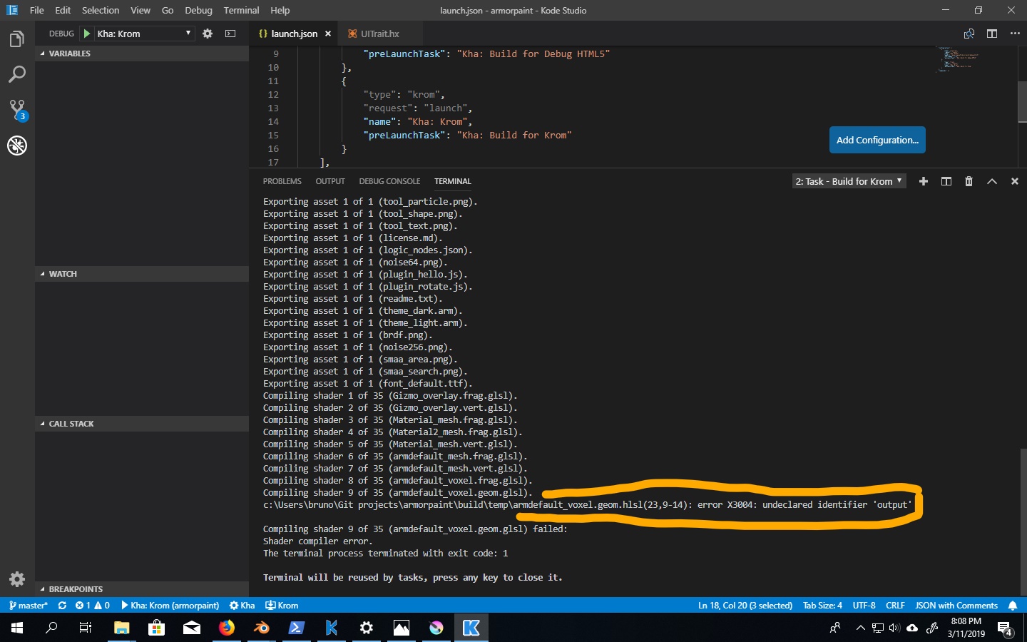 Compiling and debugging issues · Issue #78 · armory3d/armortools · GitHub