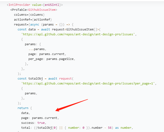 🧐[问题]Protable request属性返回值的key的说明，在哪个文档里可以找到 · Issue #260 · ant-design/pro-table · GitHub