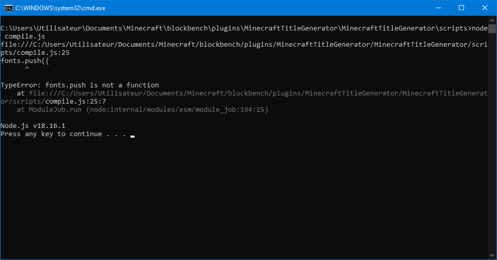The compile script is broken. · Issue #77 · ewanhowell5195/MinecraftTitleGenerator · GitHub