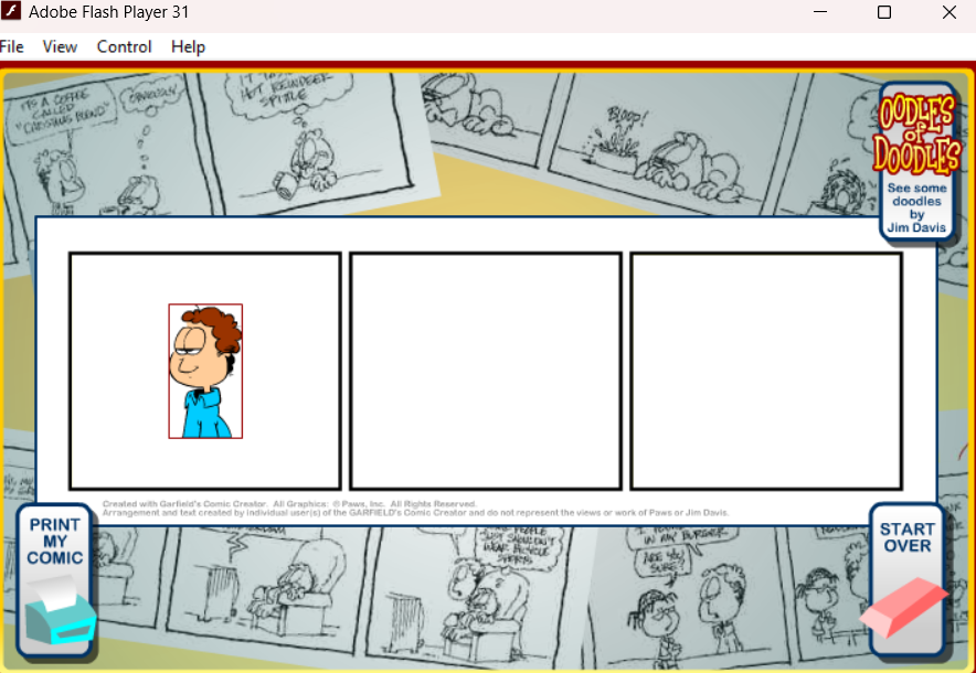 Garfield Comic Creator: Panel bug · Issue #9589 · ruffle-rs/ruffle · GitHub