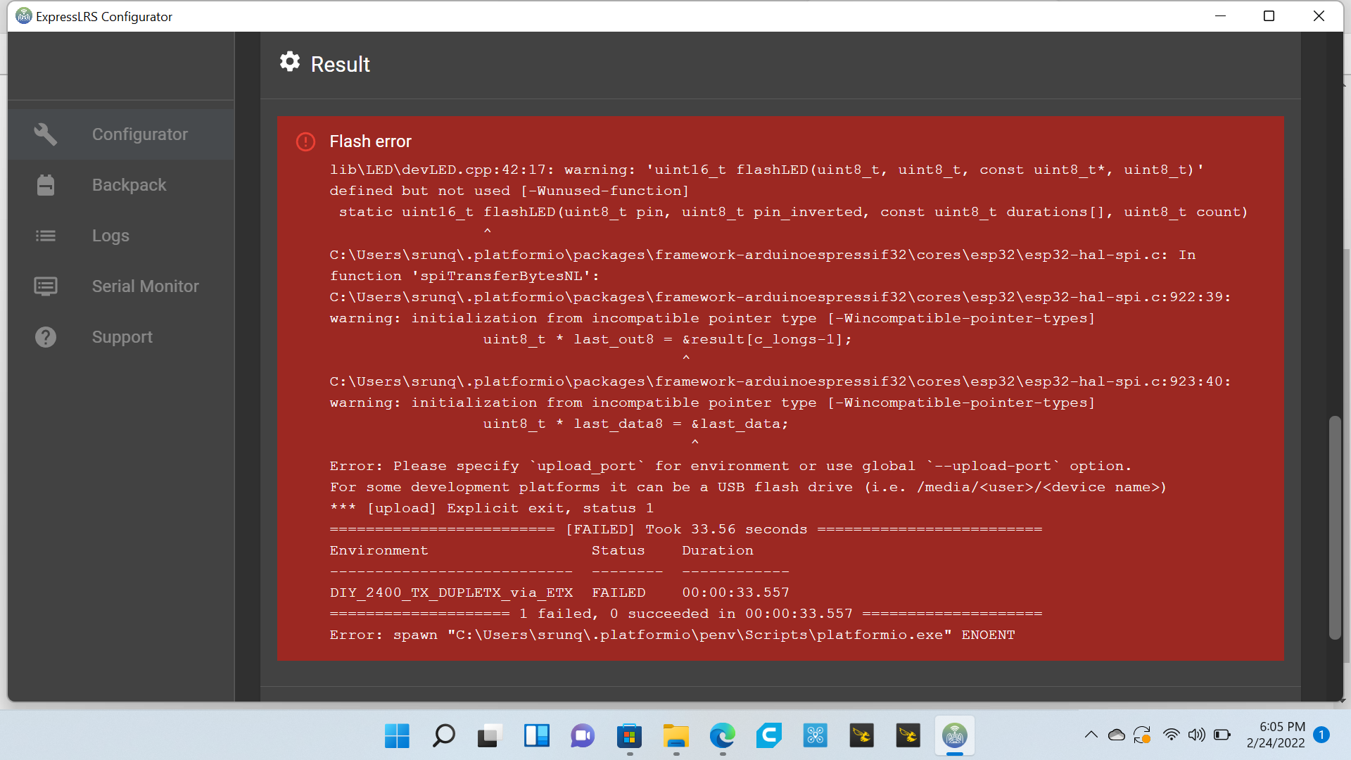 Cant Update Via Usb With Configurator · Issue 286 · Expresslrs Expresslrs Configurator · Github