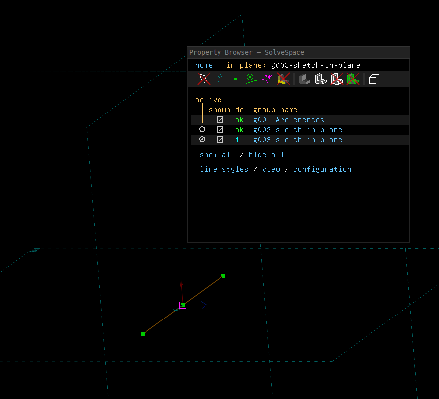 Constraint to line passing through work plane only decreases DOF count by 1 · Issue #1231 ...