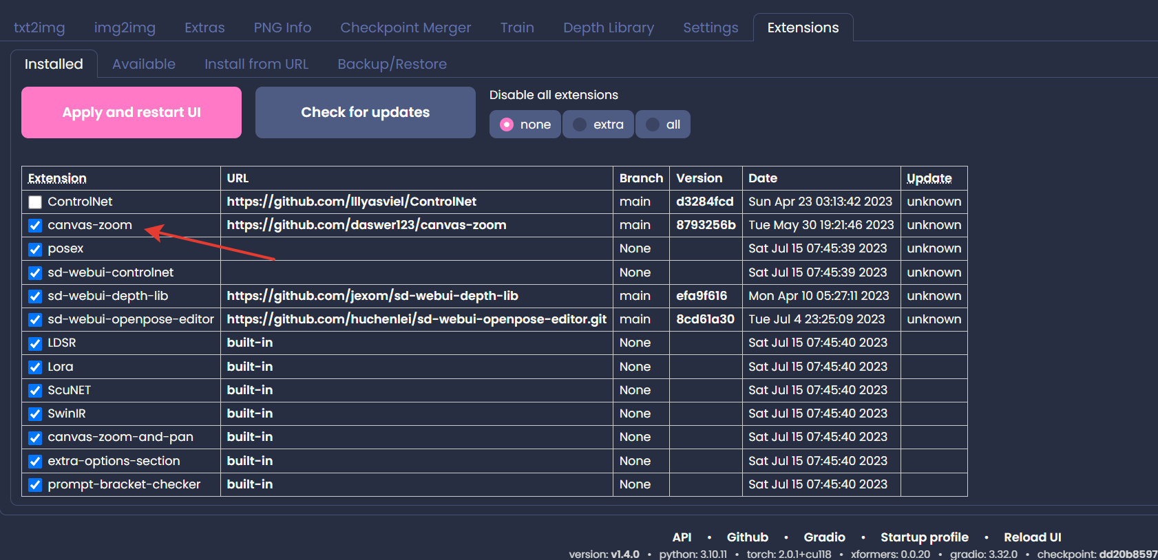 [Bug]: posex, (3d pose changing area) doesnt display · Issue #9019 · AUTOMATIC1111/stable ...