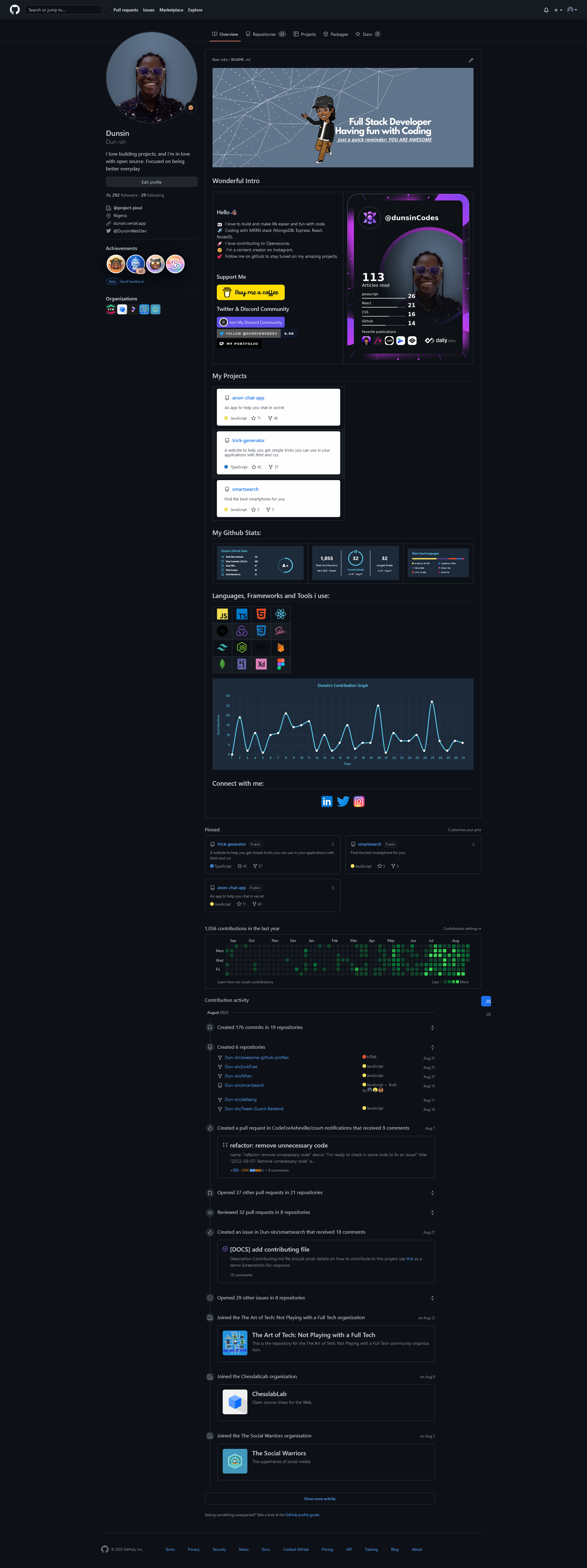 Dunsin · Issue 1347 · Eddiehubcommunityawesome Github Profiles · Github 2346