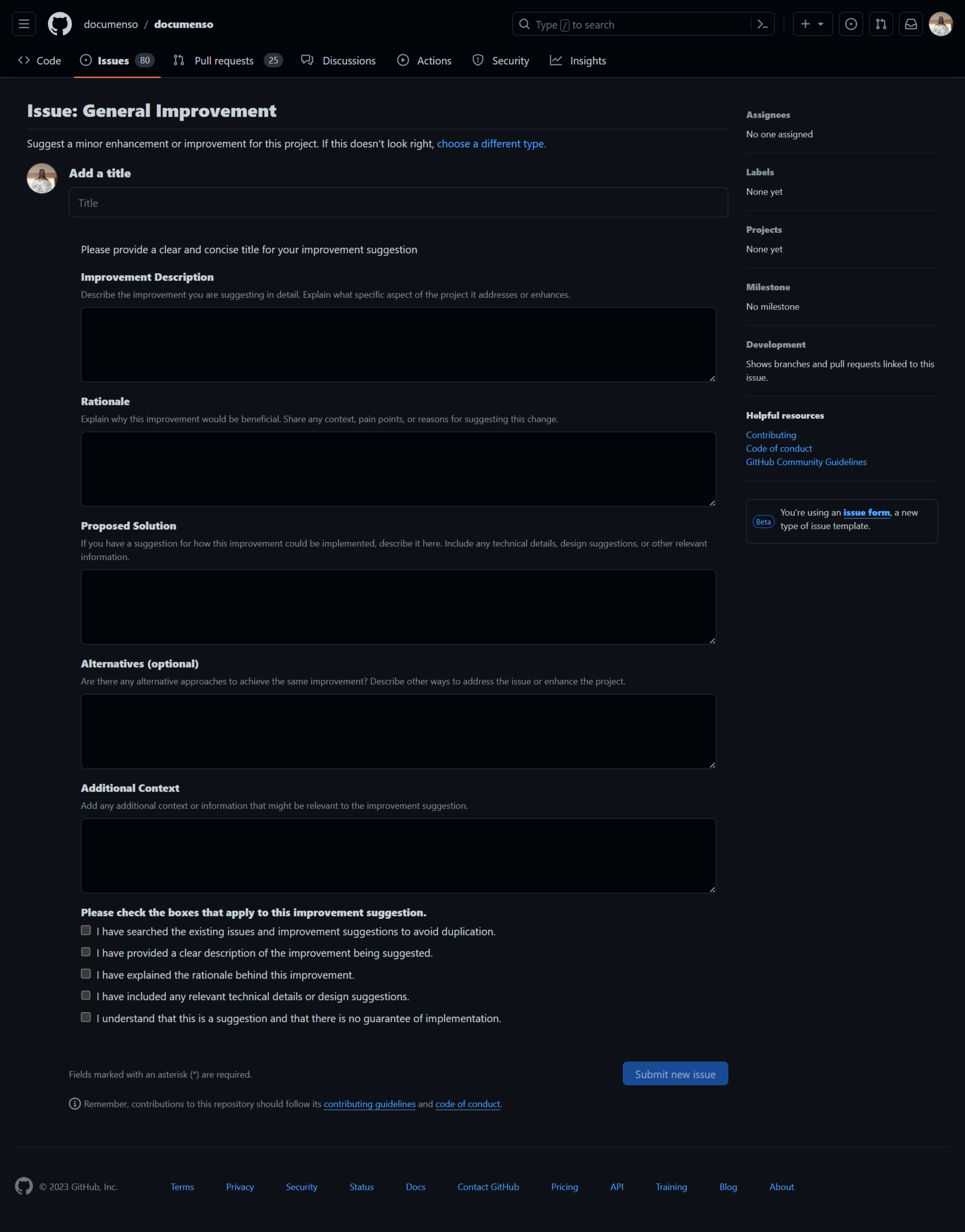 Improvement Issue Template Fixes And Improvement · Issue 622