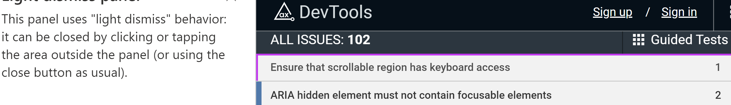 Panel Accessibility Ensures Aria Hidden Elements Do Not Contain Focusable Elements · Issue
