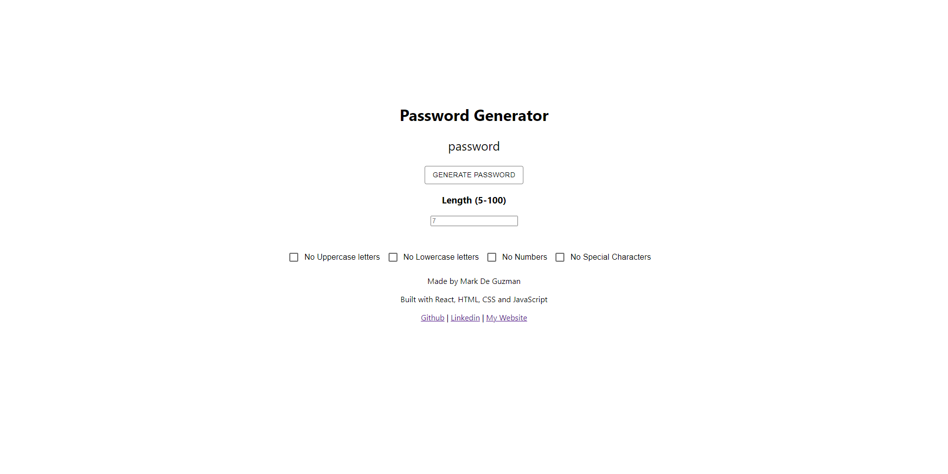 GitHub - mark-p7/passwordgenerator: Password Generator App that allows ...