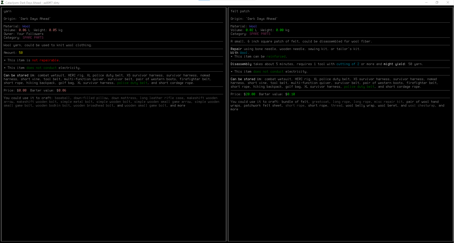 Cutting up 1 yarn results in multiple felt patches. · Issue #61331 · CleverRaven/Cataclysm-DDA ...