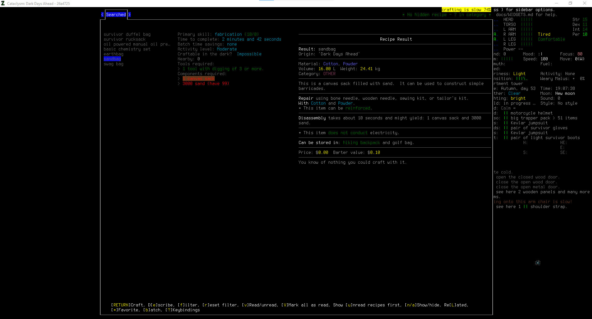 gravelbag uncraftable · Issue #62084 · CleverRaven/Cataclysm-DDA · GitHub