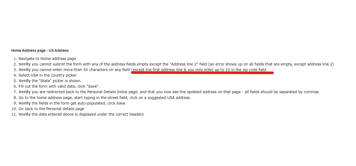 [$1000] Home Address page - Unable to enter more than 50 characters in ...