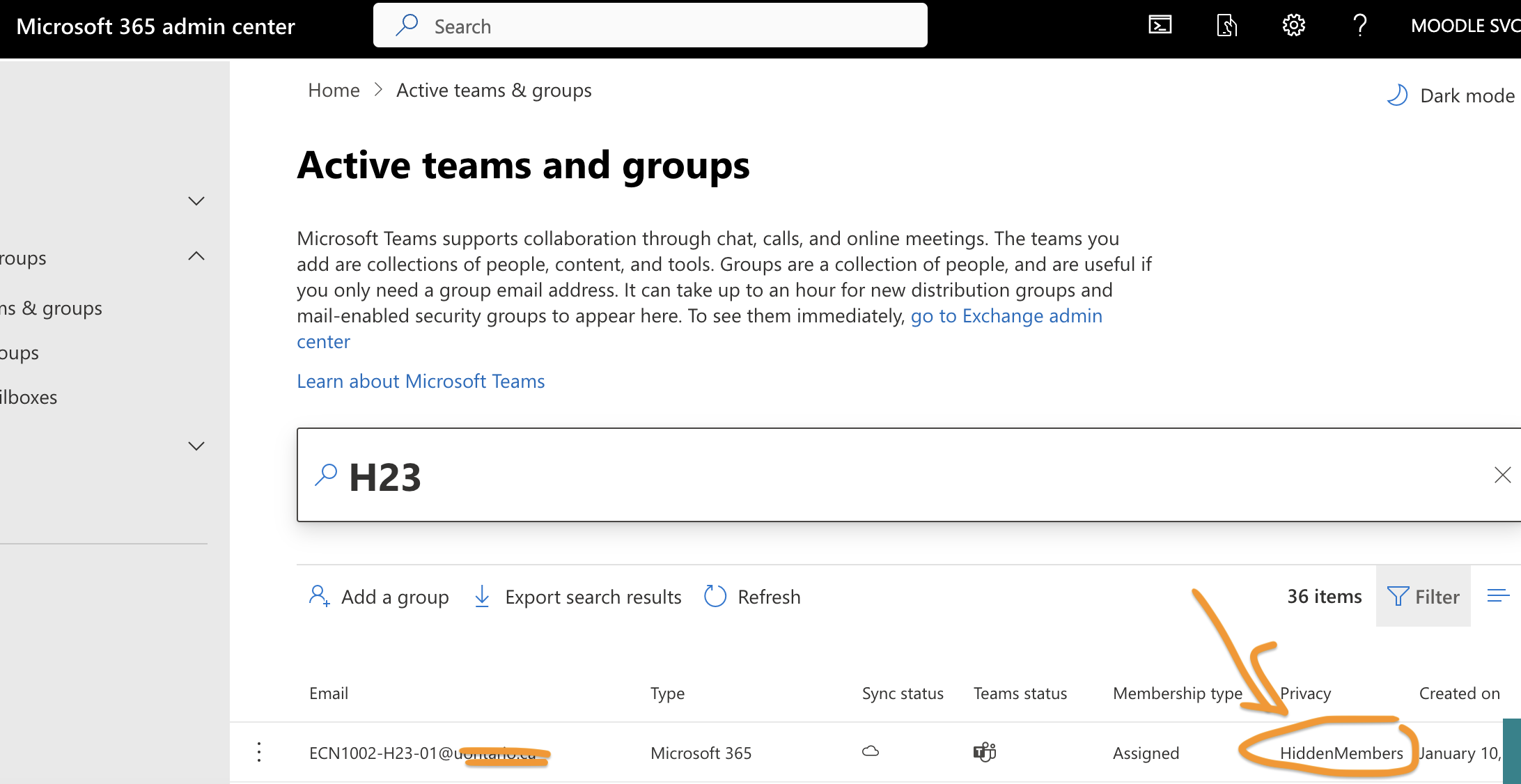 Groups Created With `hiddenmembers` Privacy · Issue 2253 · Microsofto365 Moodle · Github 
