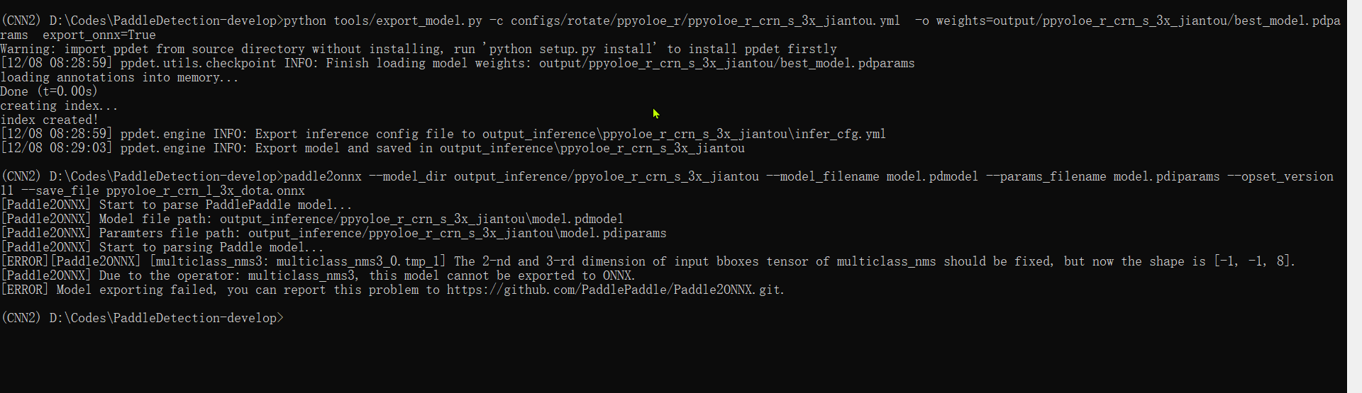 PaddleDetection的PPYOLOE-R旋转框检测转onnx失败？ · Issue #987 · PaddlePaddle/Paddle2ONNX · GitHub