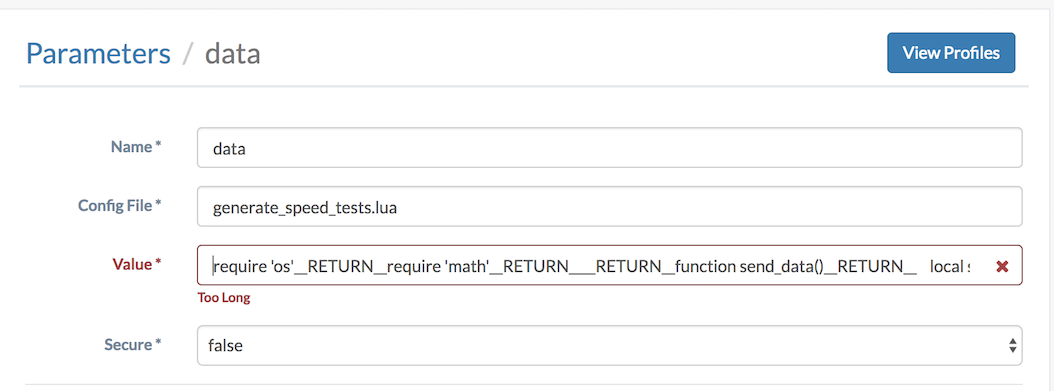 TP: Need to remove parameter data size limit · Issue #1714 · apache/trafficcontrol · GitHub