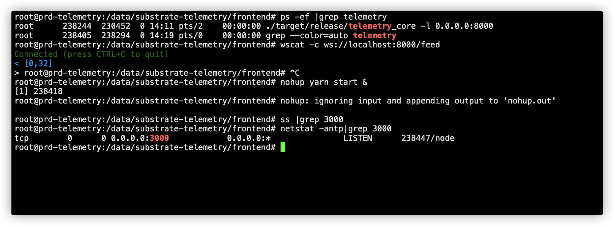 Stuck when accessing the front-end page · Issue #401 · paritytech/substrate-telemetry · GitHub
