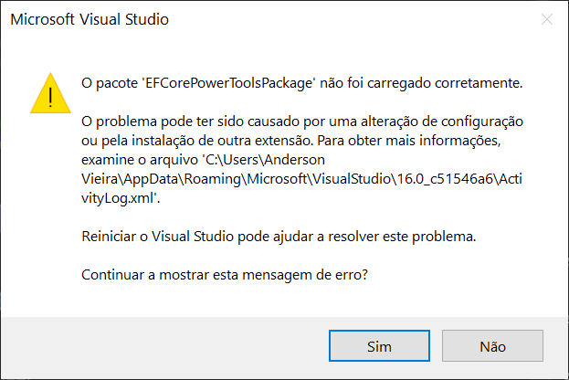 Error enter Visual Studio · Issue #805 · ErikEJ/EFCorePowerTools · GitHub