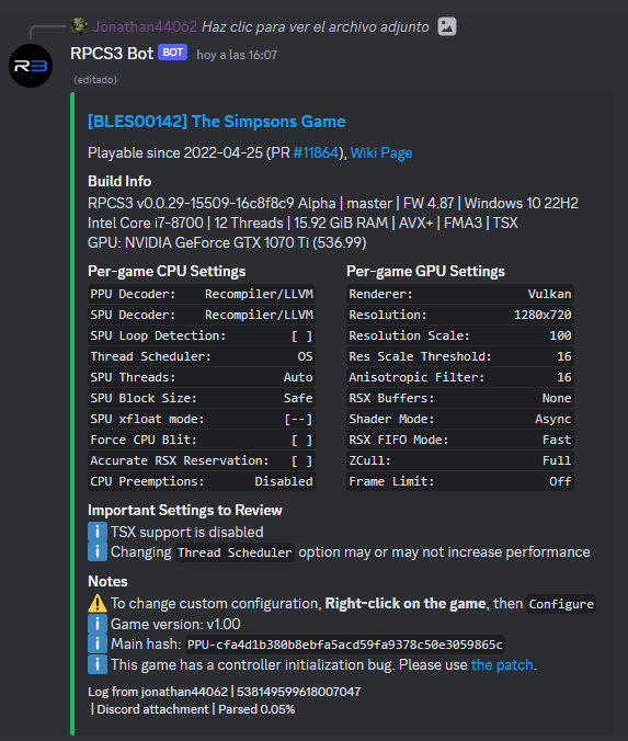 The Simpsons Game - Canary Patch suggestion needs to be removed · Issue #941 · RPCS3/discord-bot ...