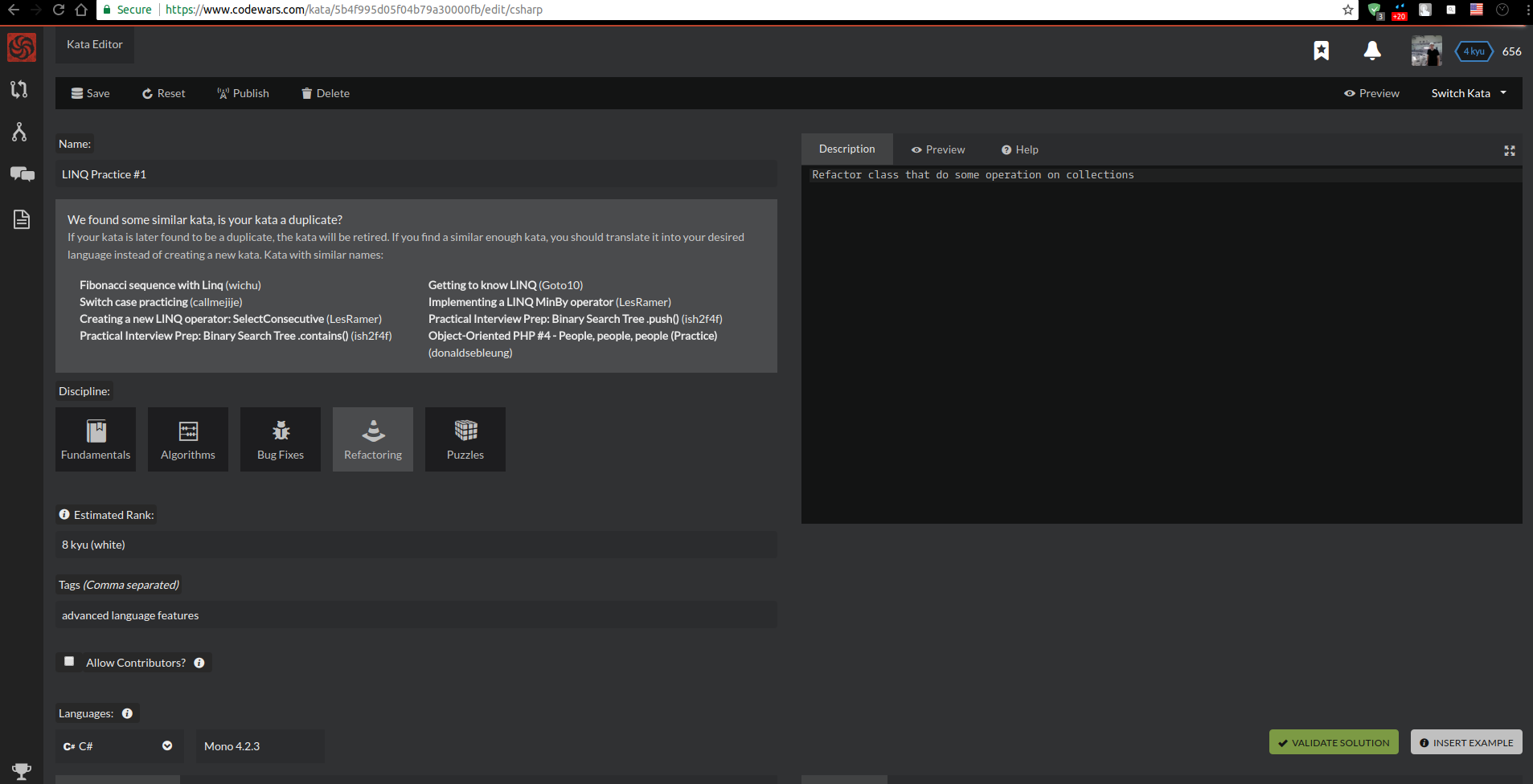 Cannot Delete My Own Kata · Issue 1513 · Codewars · Github