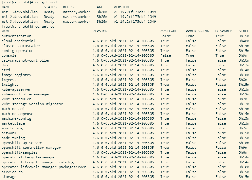 4.6.0-0.okd-2021-02-14-205305: UPI - Fresh install not possible (console fails to start ...