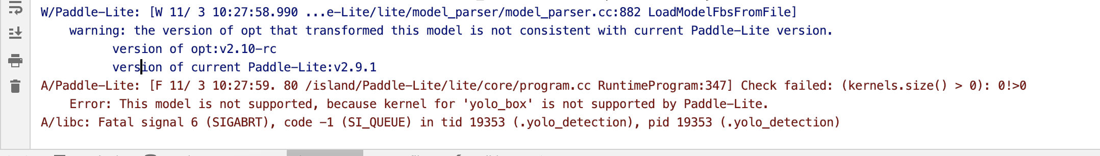 关于PaddleLite版本不匹配问题 · Issue #7532 · PaddlePaddle/Paddle-Lite · GitHub