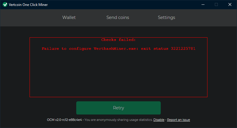 Failure to configure exit status 3221225781 · Issue #143 · vertcoin-project/one-click-miner ...