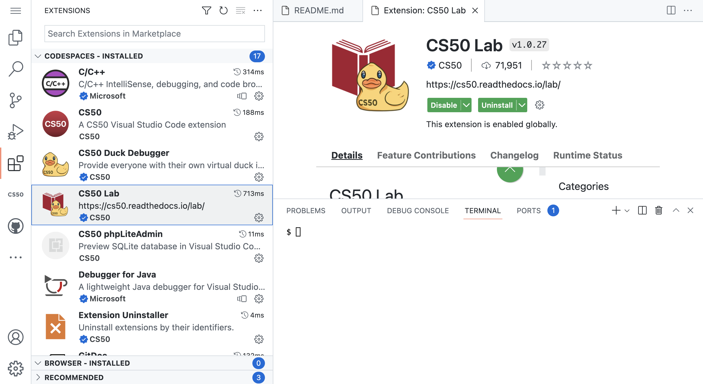 `README.md` no longer opens in lab when clicked in Explorer · Issue #59 · cs50/lab50.vsix · GitHub