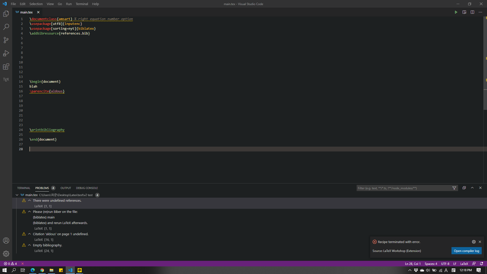 Won't run after updating Texlive. · Issue #2523 · James-Yu/LaTeX-Workshop · GitHub
