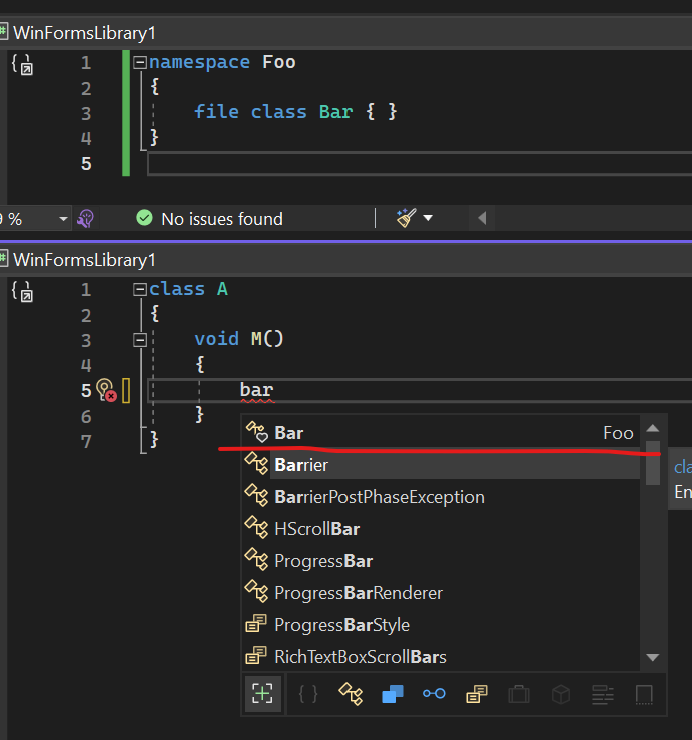 Filter out File-scoped types from ImportCompletion · Issue #65339 · dotnet/roslyn · GitHub