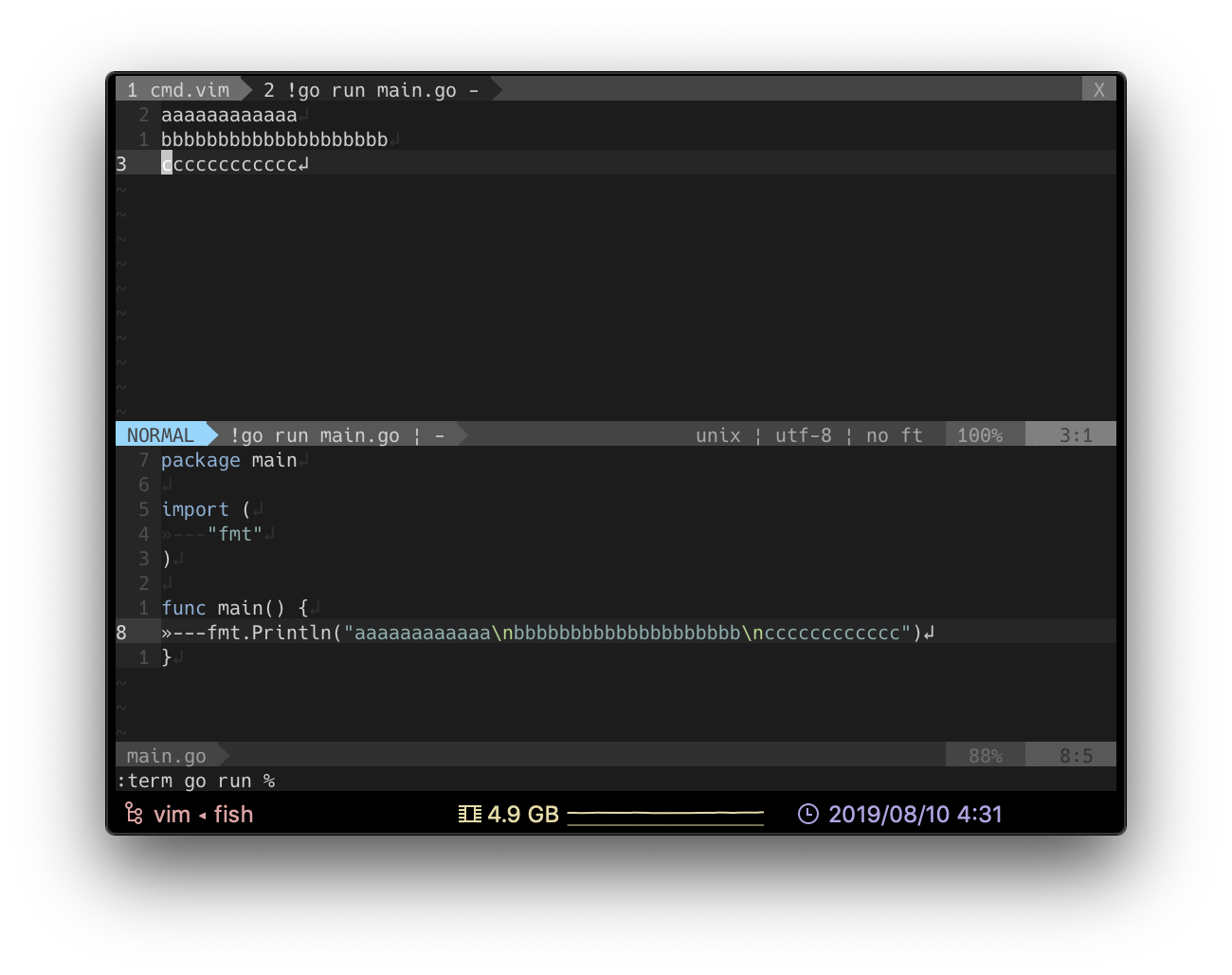 How to show output of GoRun in preview window? · Issue #1902 · fatih/vim-go · GitHub
