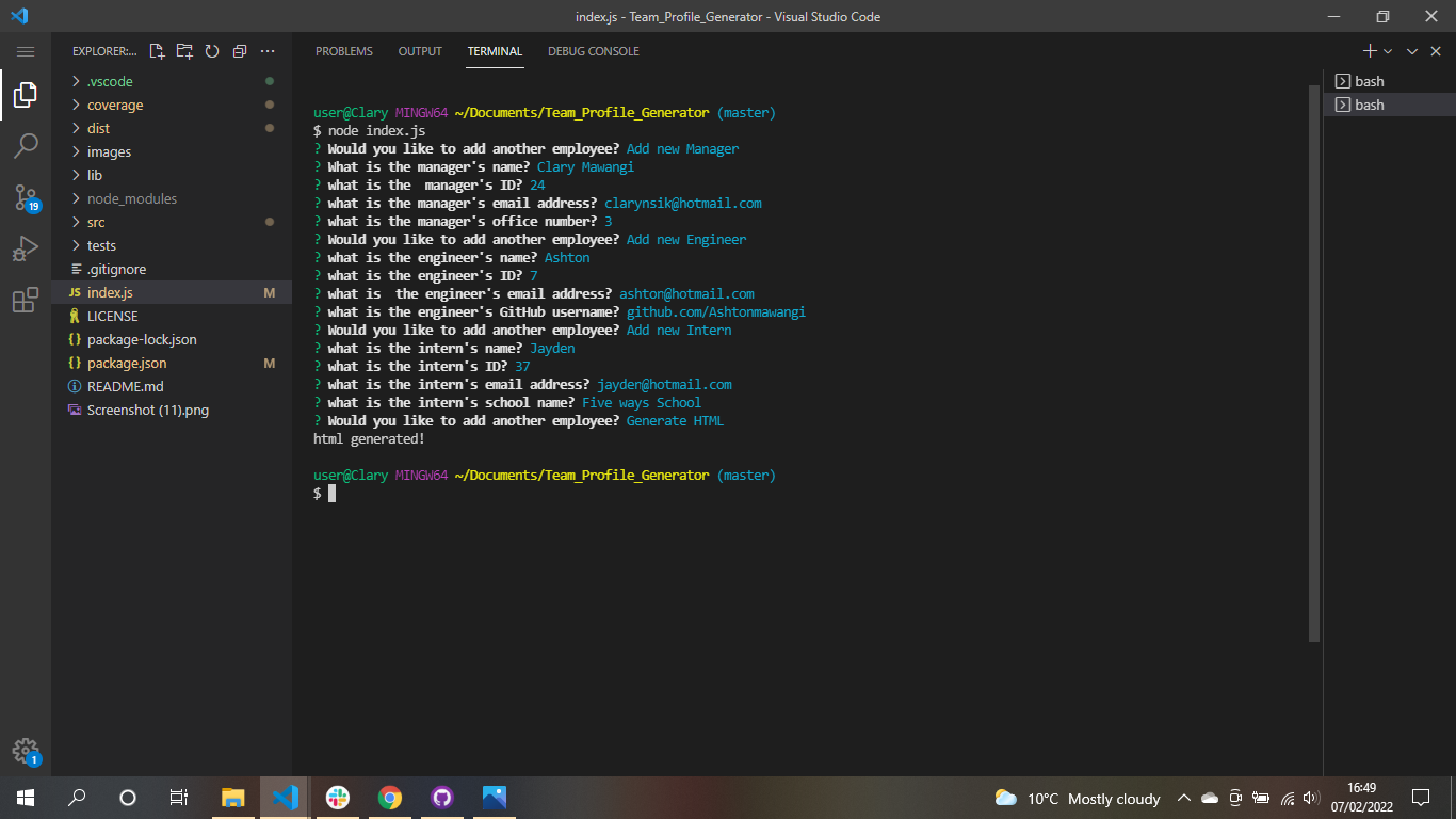 GitHub - Clary-Ashton/Team_Profile_Generator