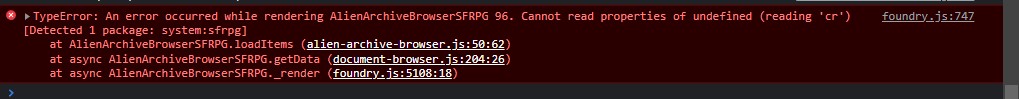 Alien Archive browser loading error · Issue #971 · foundryvtt-starfinder/foundryvtt-starfinder ...