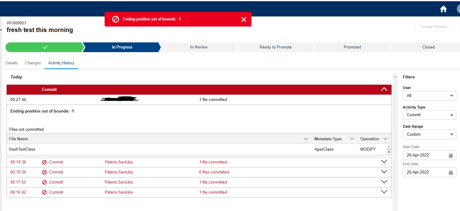 Ending position out of bounds: -1 · Issue #158 · forcedotcom/devops-center-feedback · GitHub